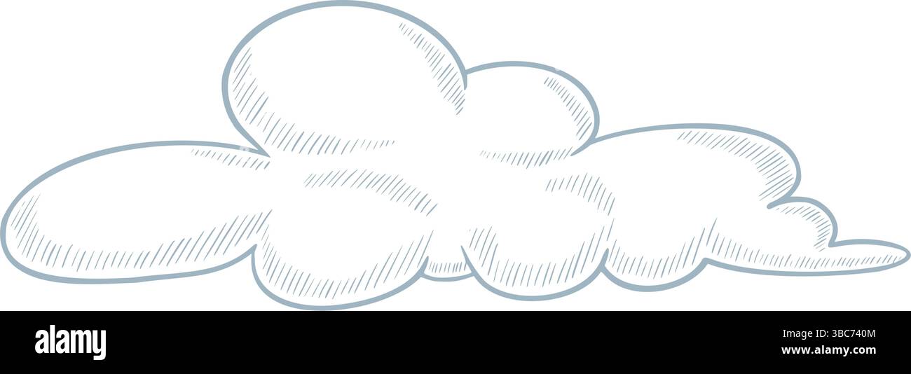Puffy sky Cloud with rounded edges. Vector illustration of pastel blue ...