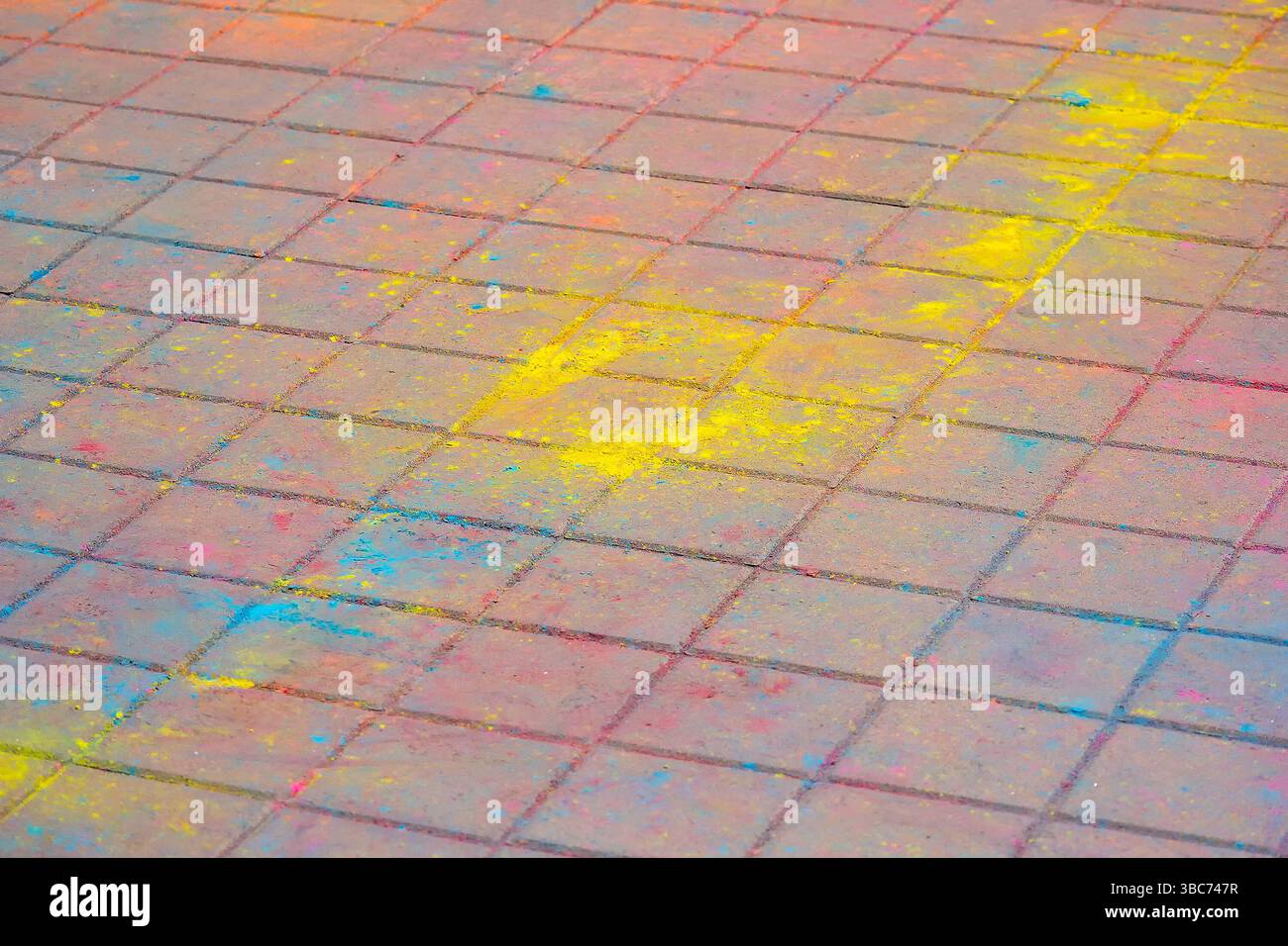 Multi-colored earth, paving slabs, powder coated with dry colors at the ...