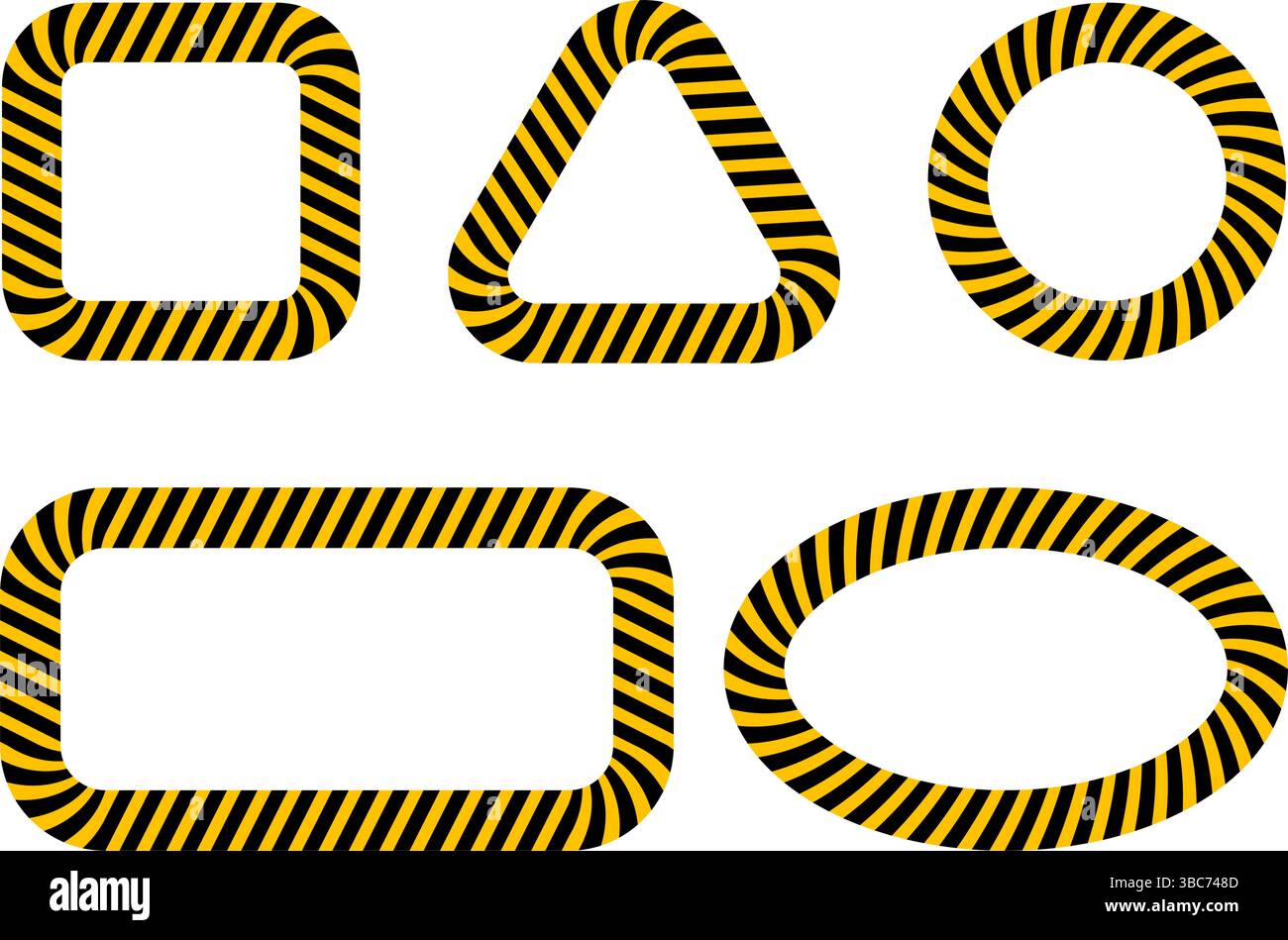 Set of frames with caution tape borders isolated on white background ...