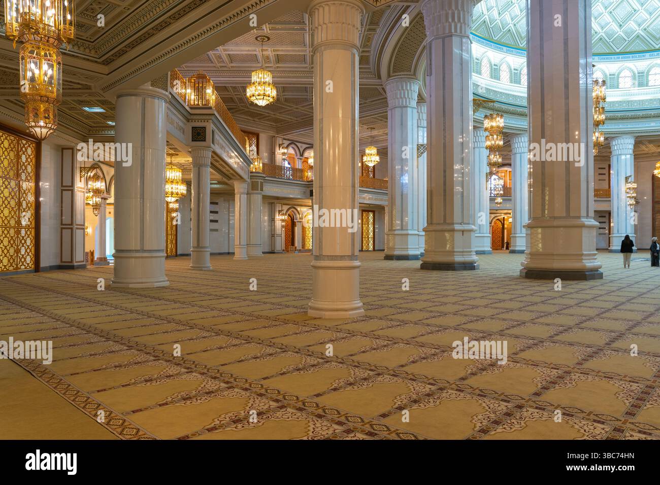Ashgabat, Turkmenistan The interior of the Turkmenbashi Rukh Mosque is ...