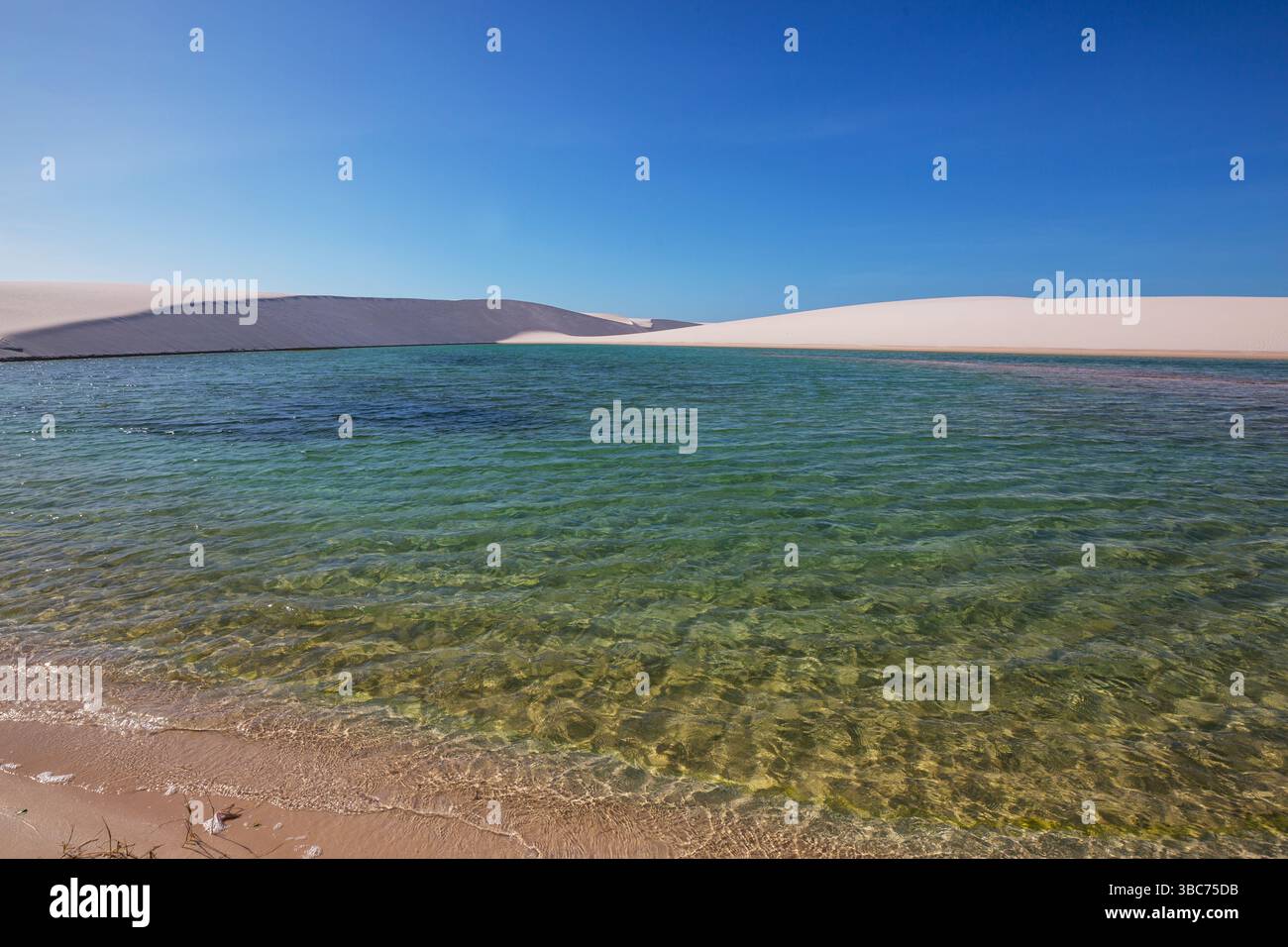 Lagoons in the desert of Lencois Maranhenses National Park, Brazil ...