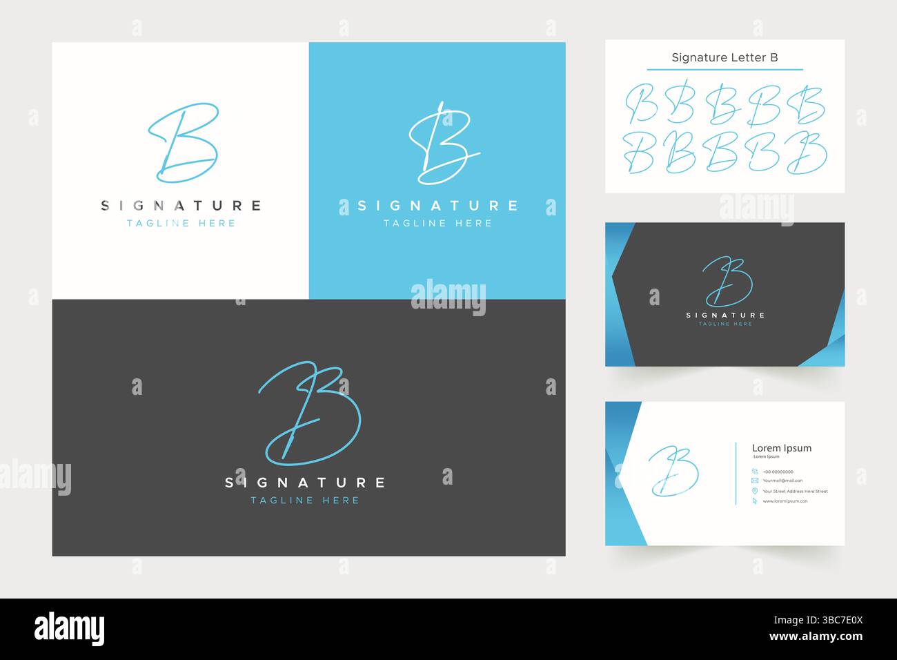 Letter B Signature Handwritten Logo with Business Card and Optional ...