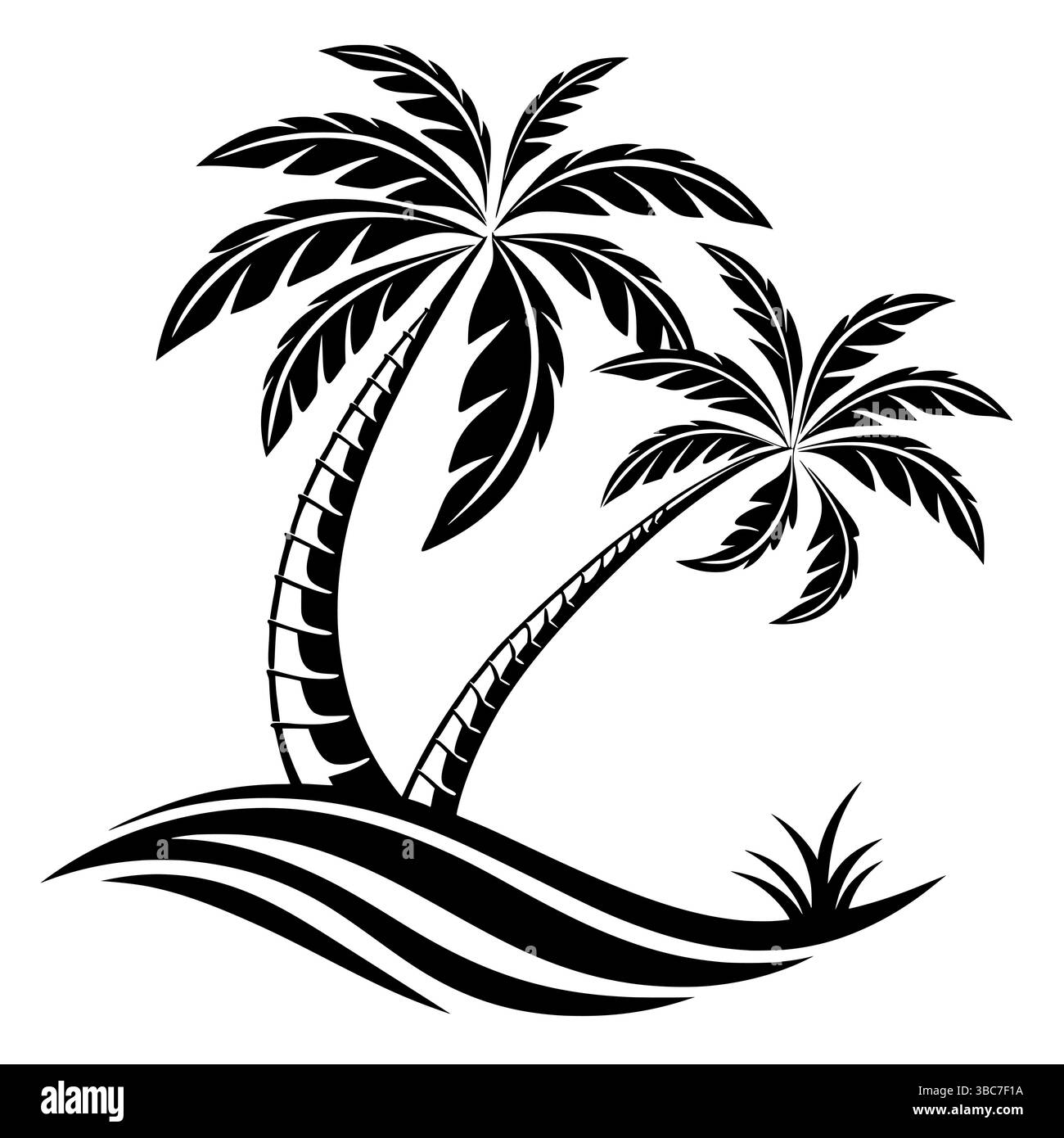 Black Tribal Palm Tree Silhouette with Birds Stock Vector Image & Art ...