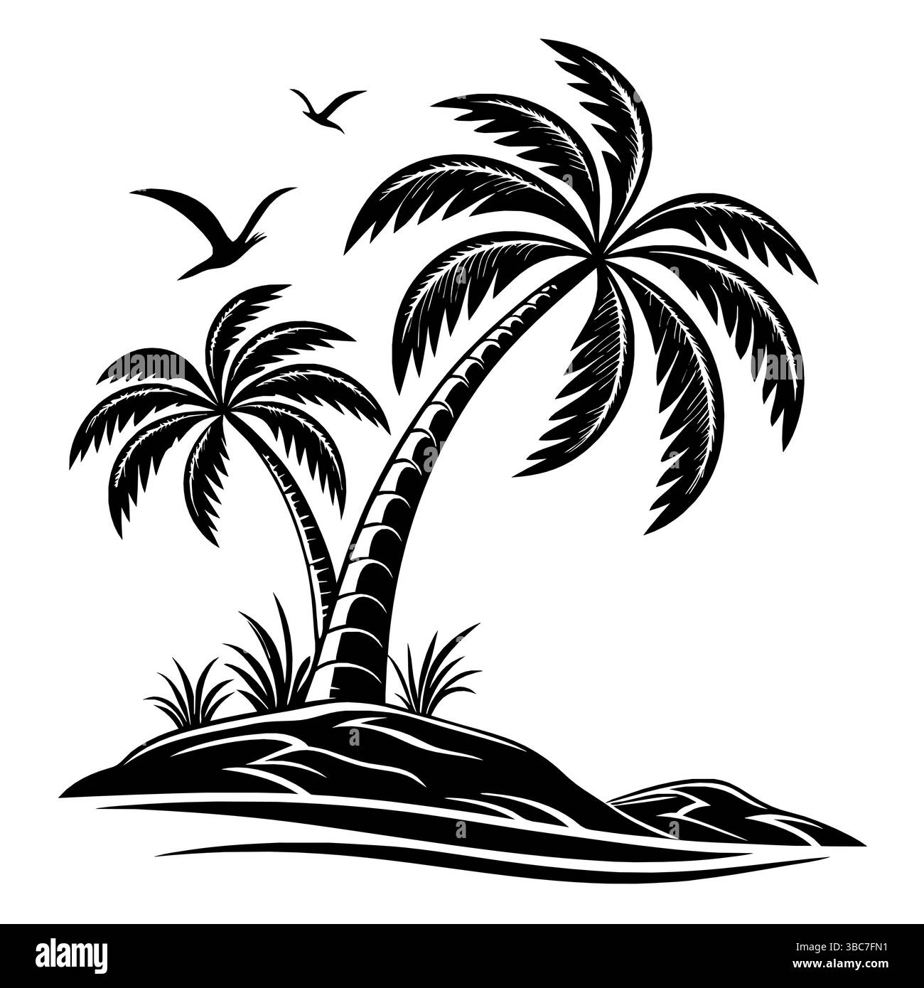 Black Tribal Palm Tree Silhouette with Birds Stock Vector Image & Art ...