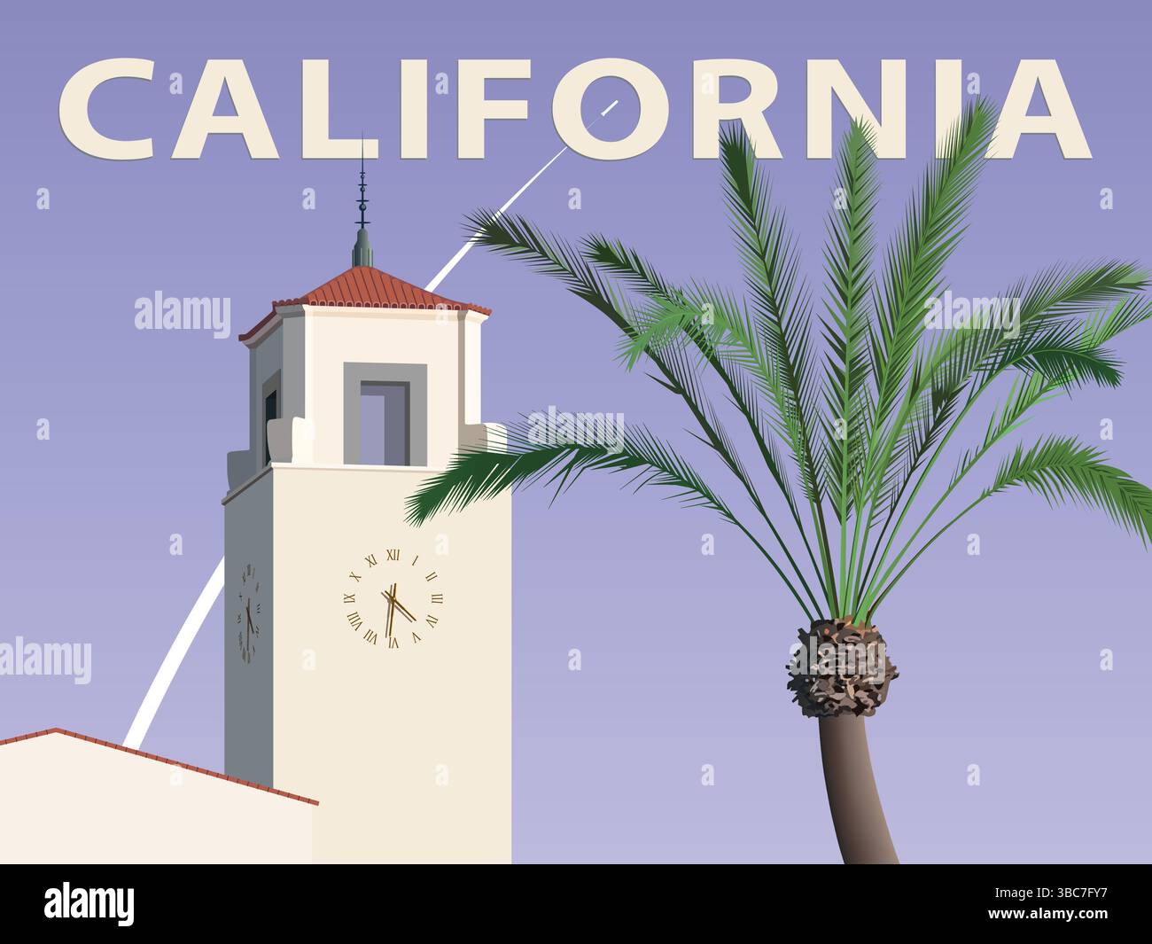 California architecture style building and a palm tree on the ...