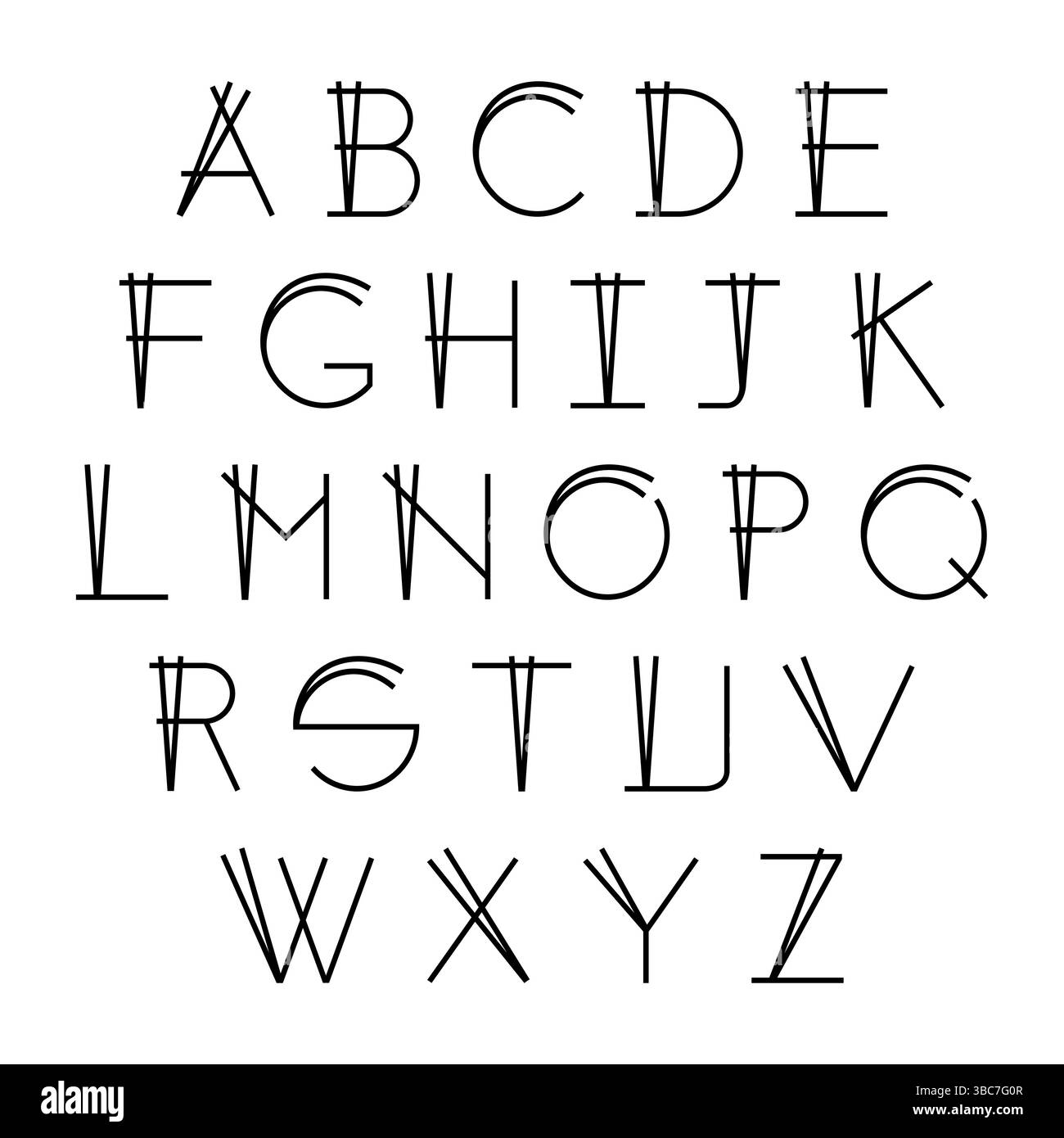 Modern thin double line font, alphabet elegant design, vector Stock ...