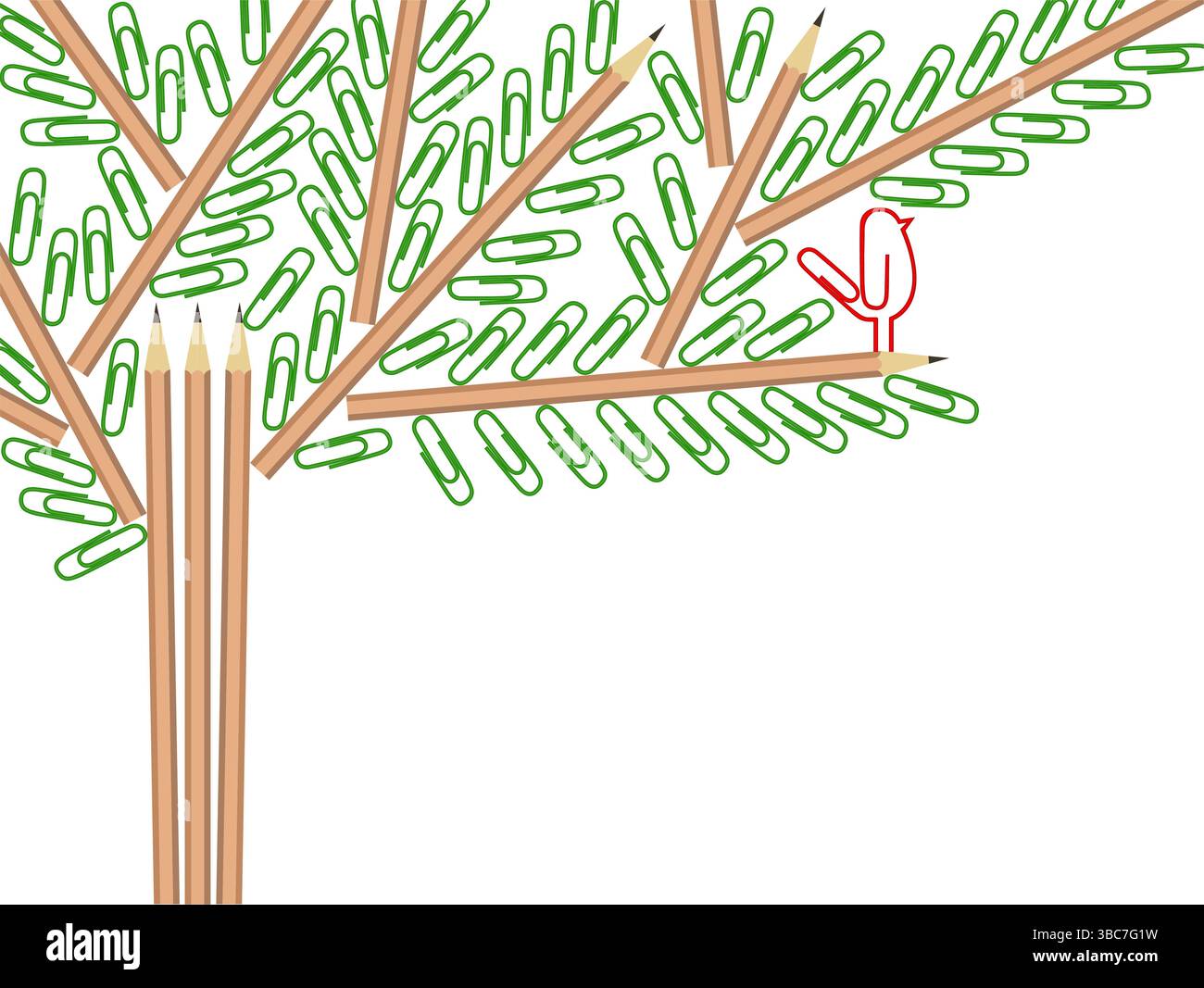 Office Tree - Vector illustration of a tree comprised by pencils and ...