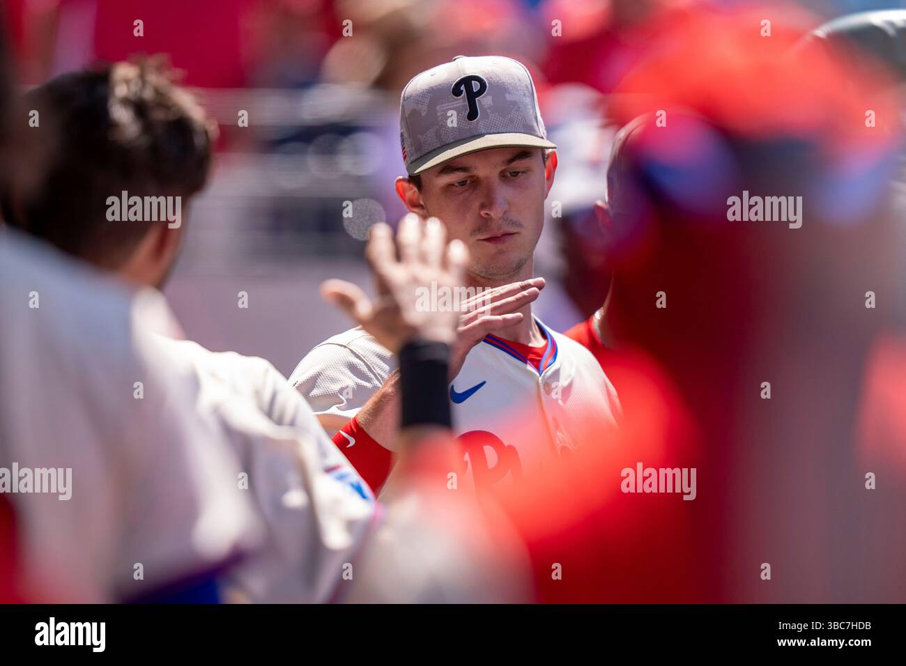 Philadelphia Phillies starting pitcher Mick Abel gets congrats from ...