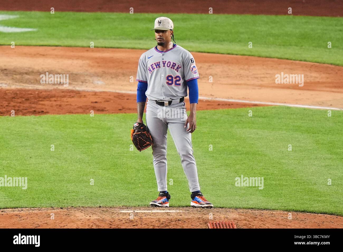 New York Mets pitcher Génesis Cabrera (92) reacts after New York ...