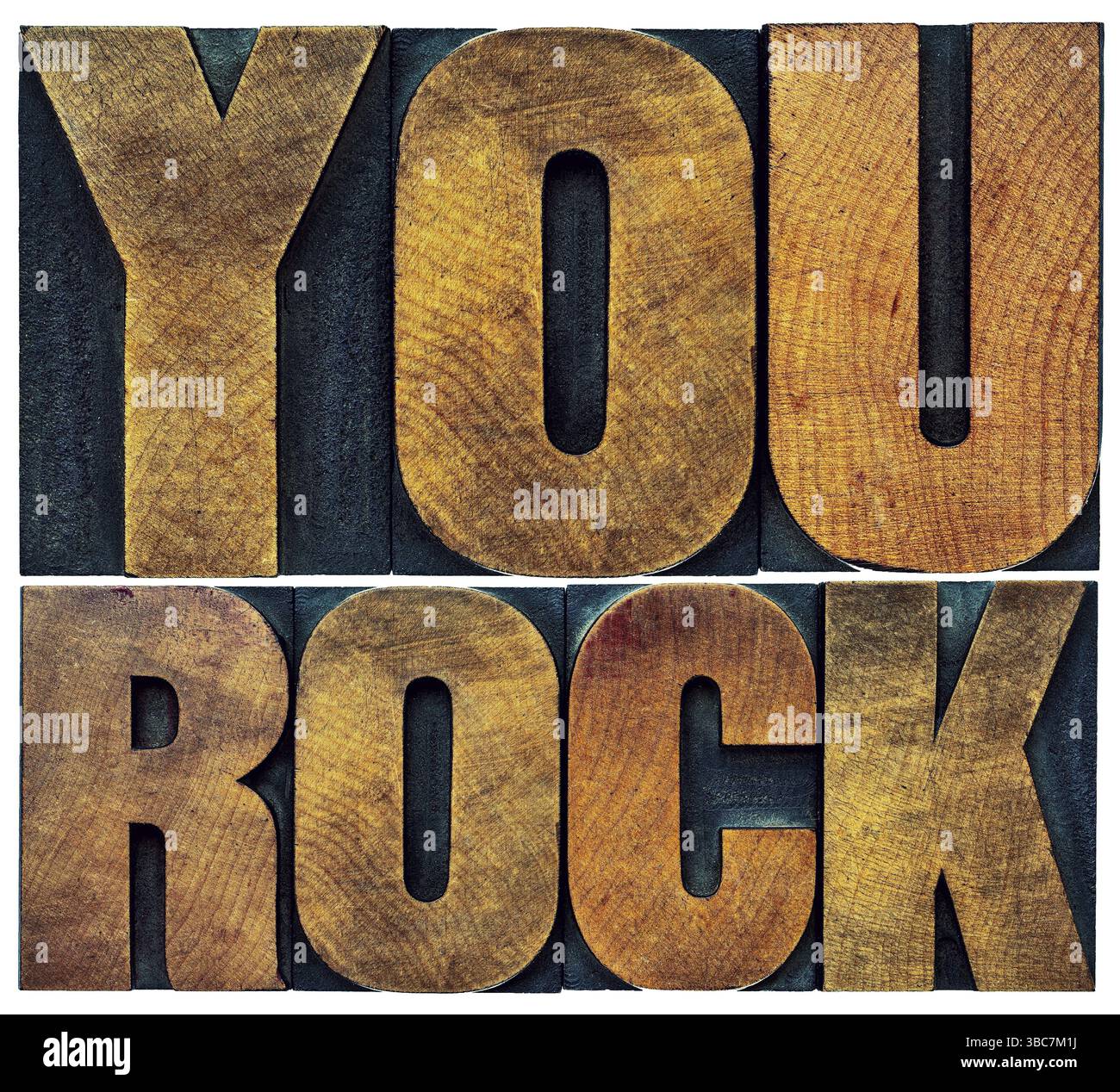 You rock word abstract - isolated text in grunge letterpress wood type ...
