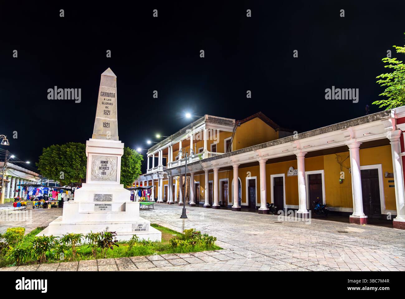 Granada, Nicaragua - December 1, 2024: Night view of the Independence ...