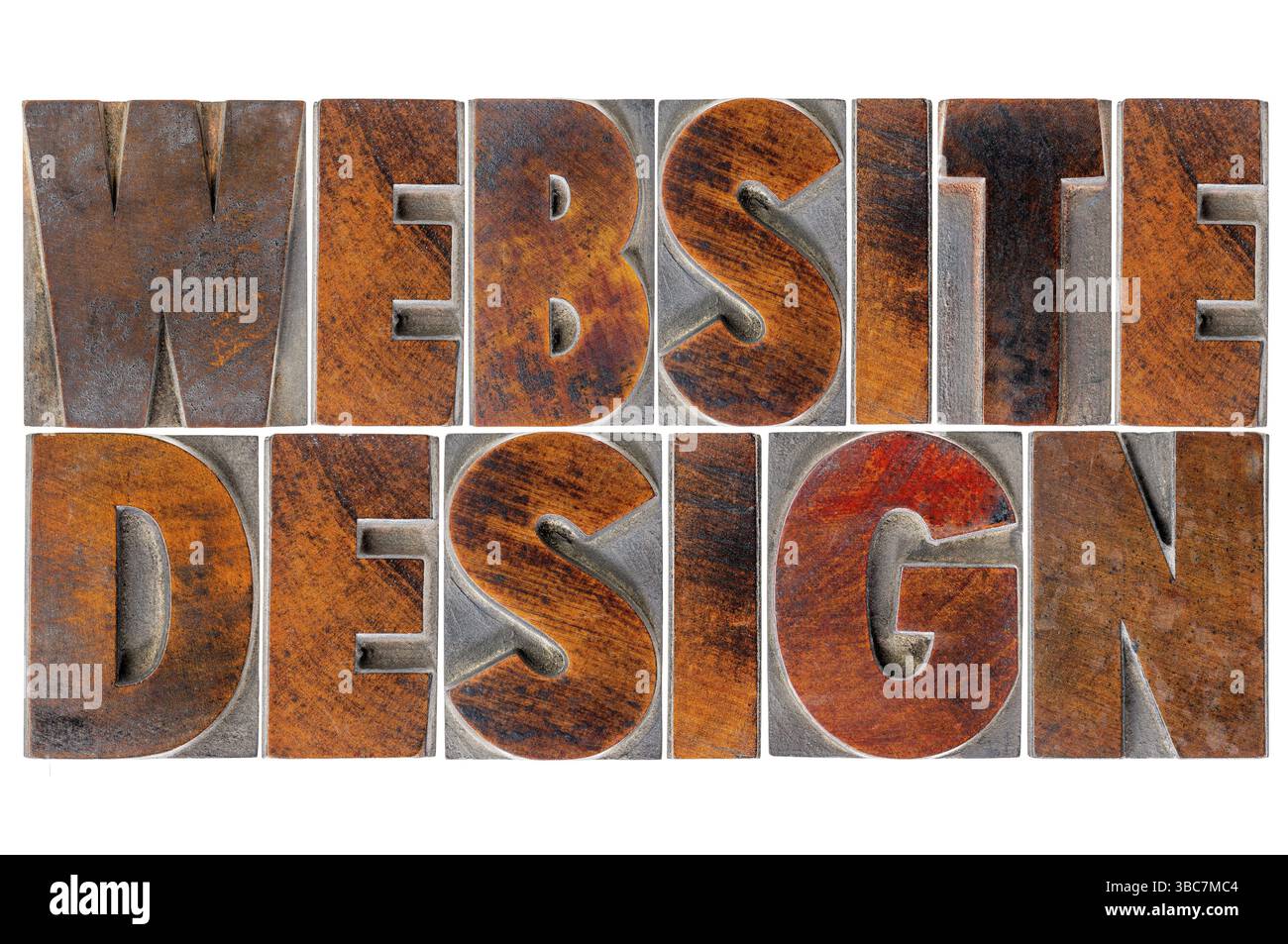 Website design - isolated text in antique wood letterpress printing ...