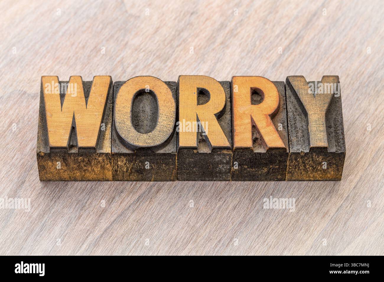 Worry word abstract in vintage letterpress wood type Stock Photo - Alamy