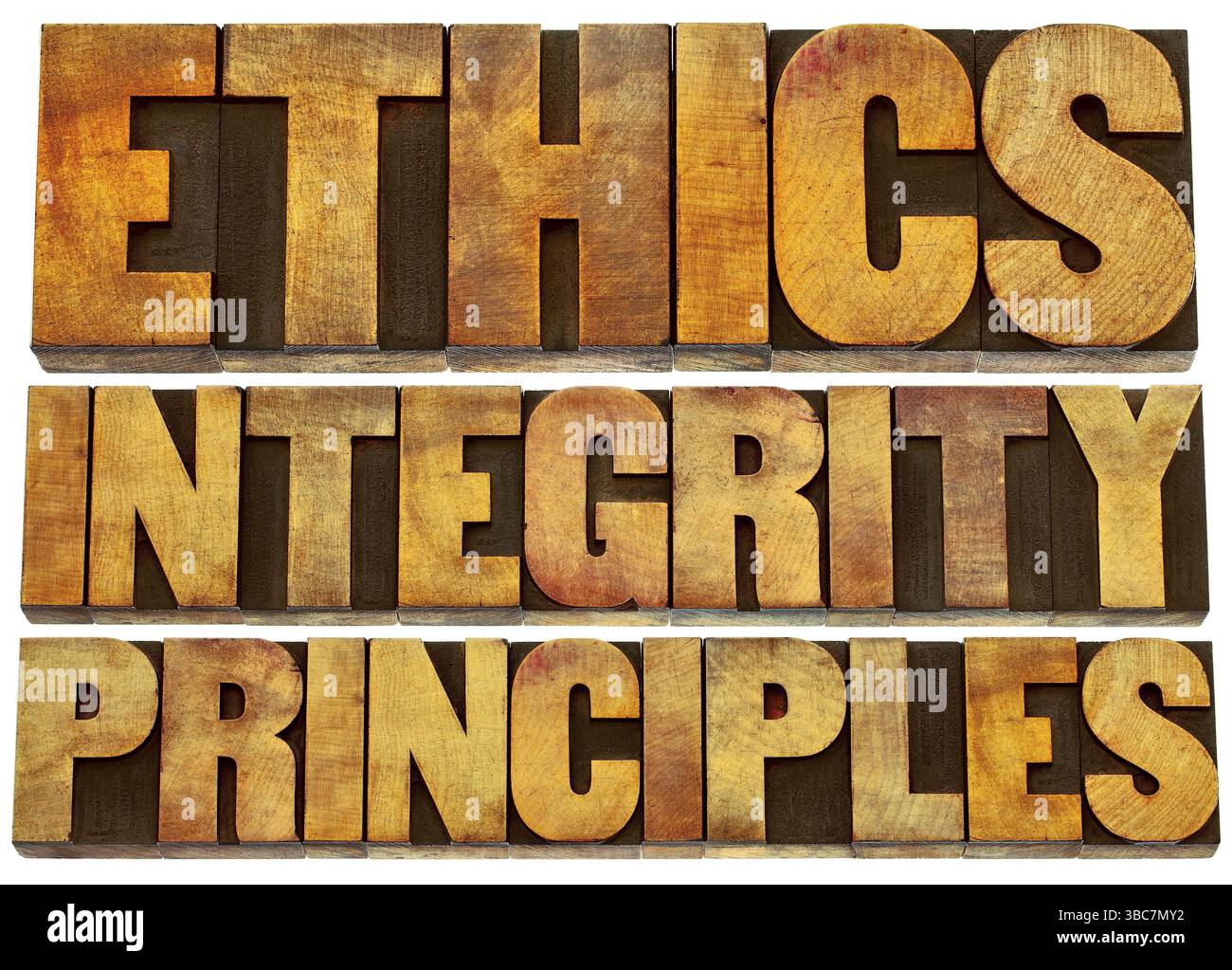 Ethics, integrity and principles word abstract - isolated text in ...