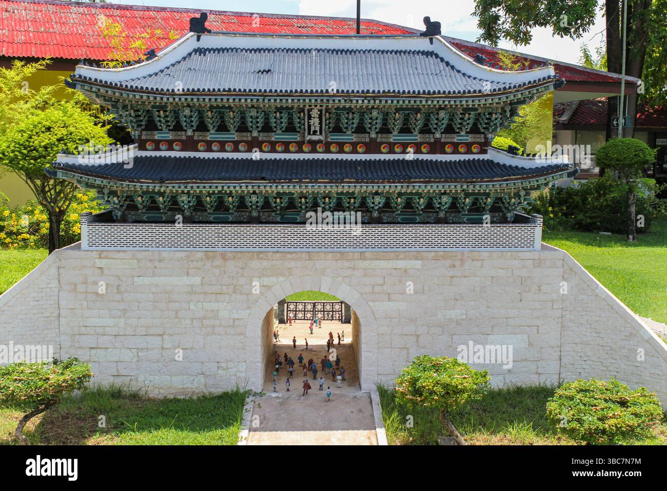 Miniature Korean Archway with People Stock Photo - Alamy