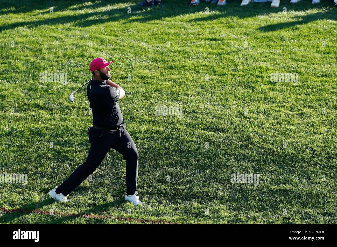 CHARLOTTE, NC - MAY 18: Jon Rahm (ESP) plays his fourth shot at the ...