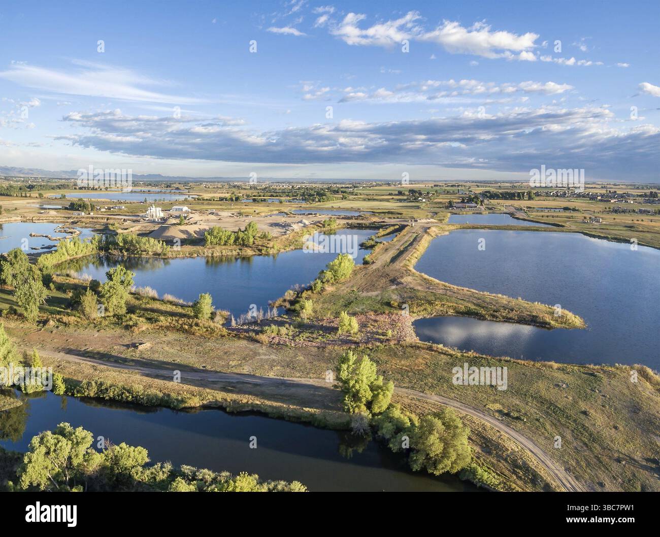 Aerial view of a typical landscape in north eastern Colorado along the ...