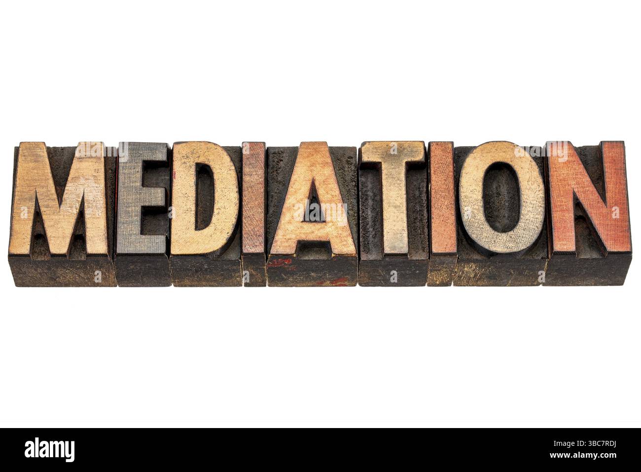 Mediation word - isolated text in vintage letterpress wood type ...