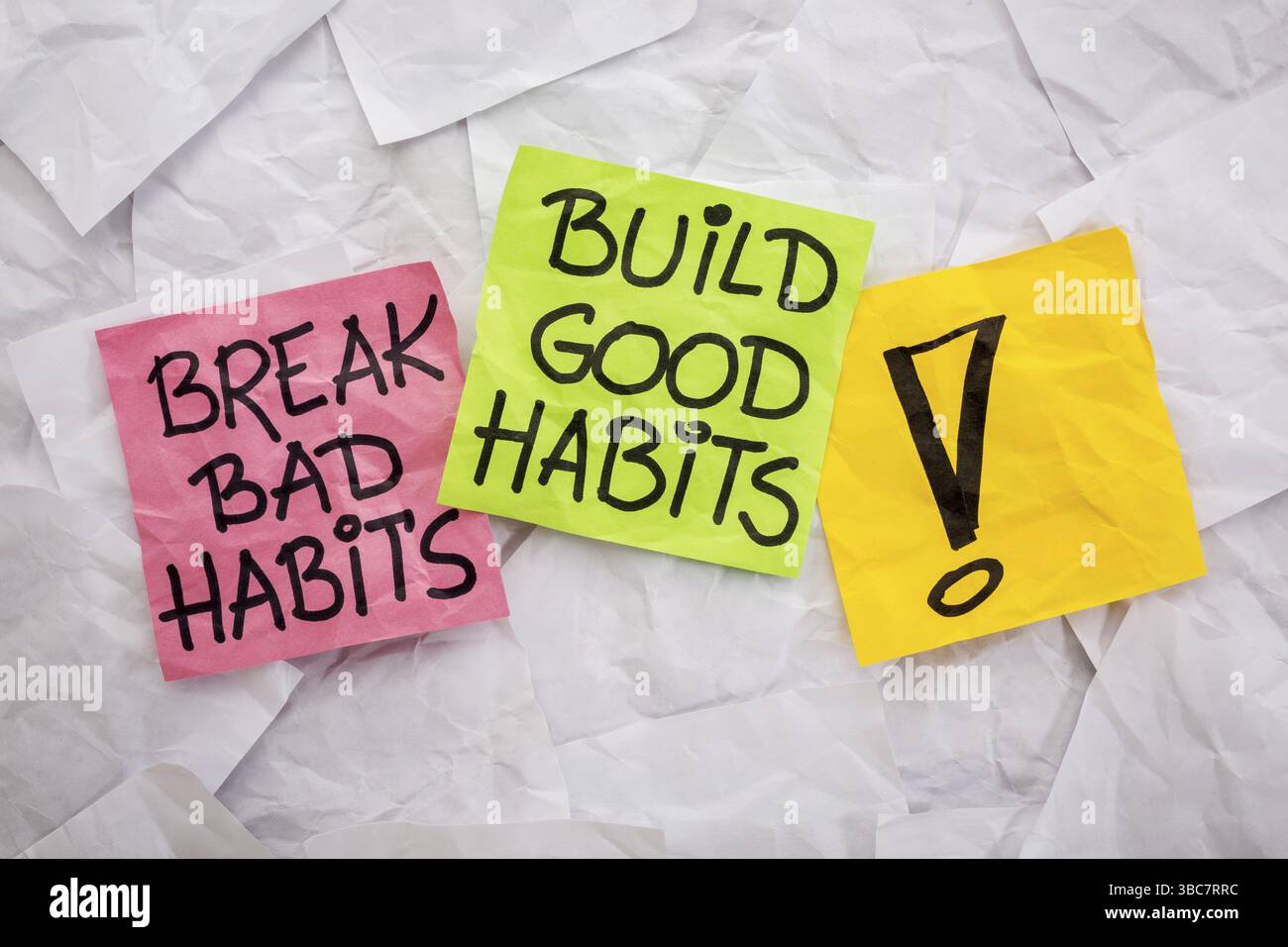 Break bad habits, build good habits - motivational reminder on colorful ...
