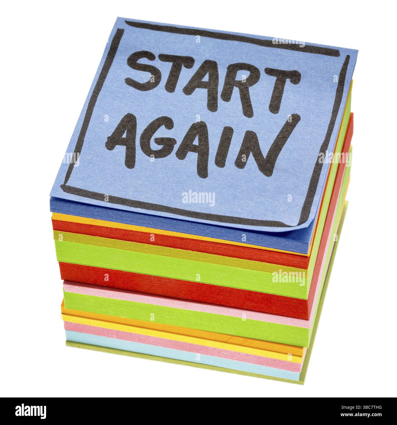 Start again motivational reminder - handwriting in black ink on an ...