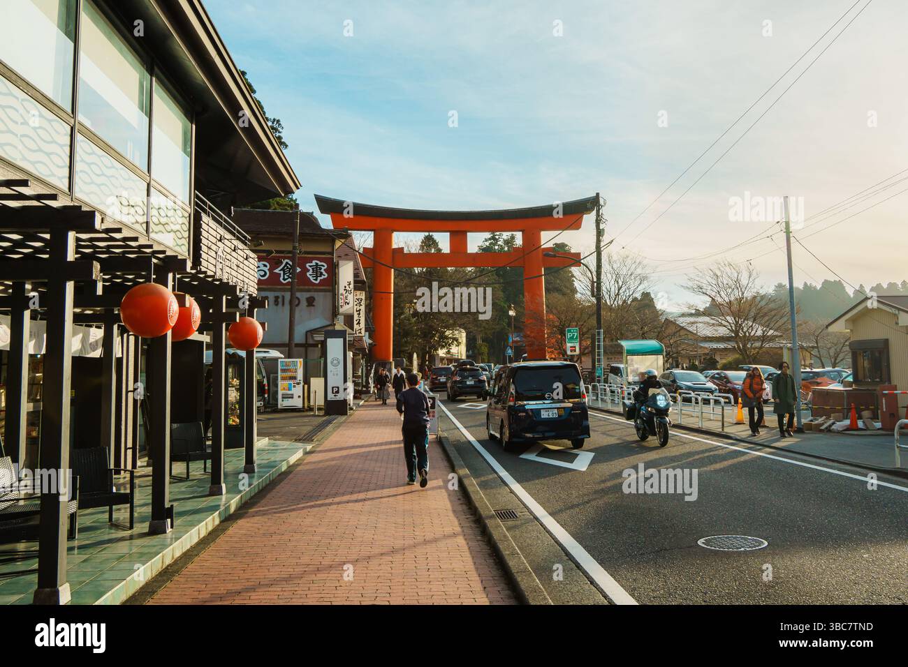 Hakone, Japan - Dec 9, 2023: Busy street in Moto Hakone with ...