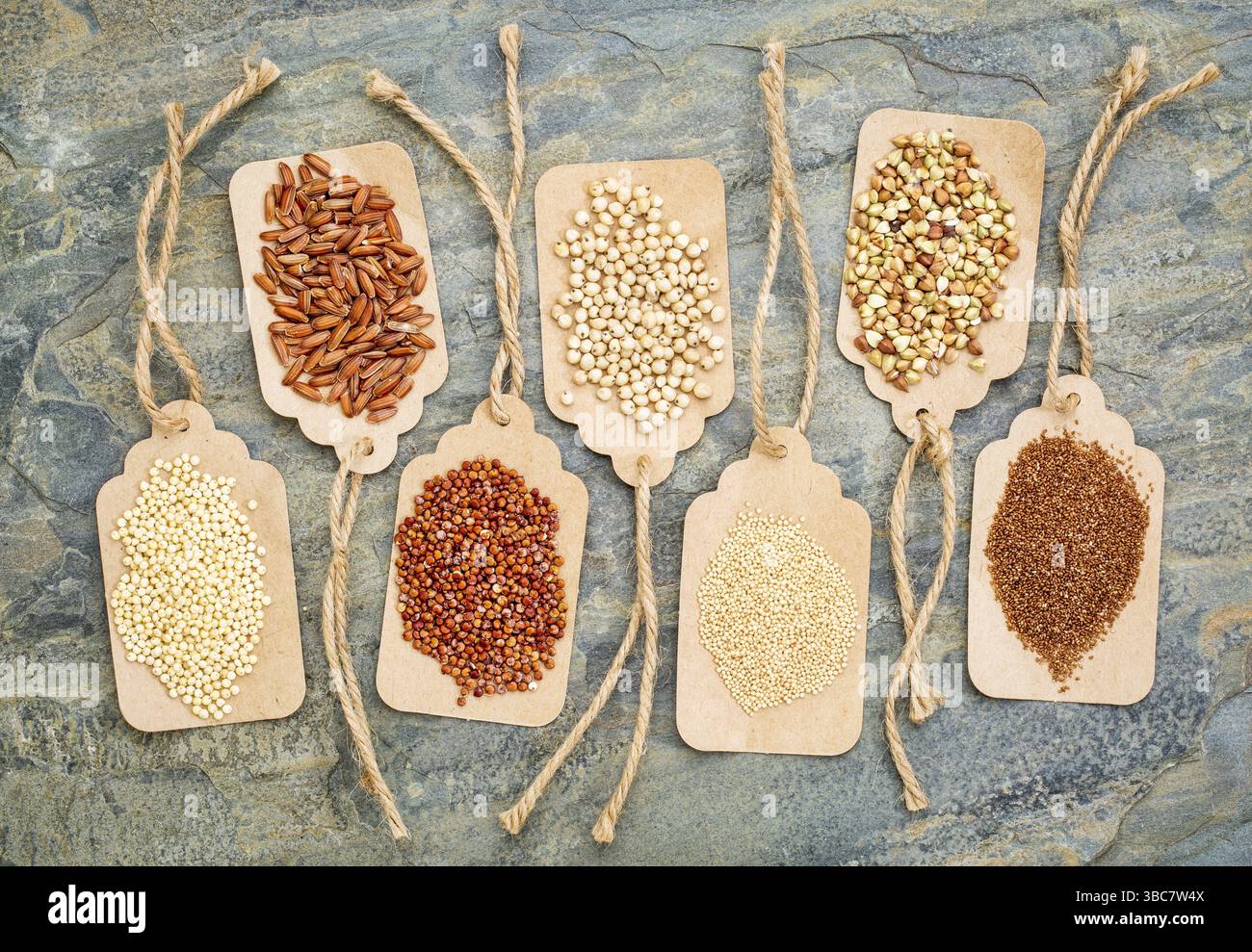 Abstract of healthy, gluten free grains (quinoa, sorghum, brown rice ...