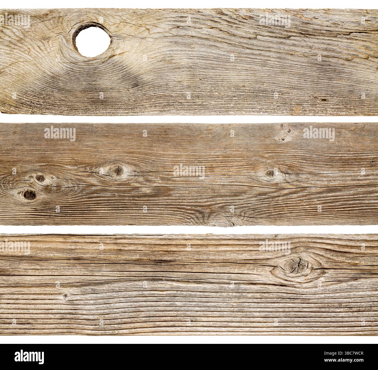 Grained and weathered cedar wood planks isolated on white Stock Photo ...