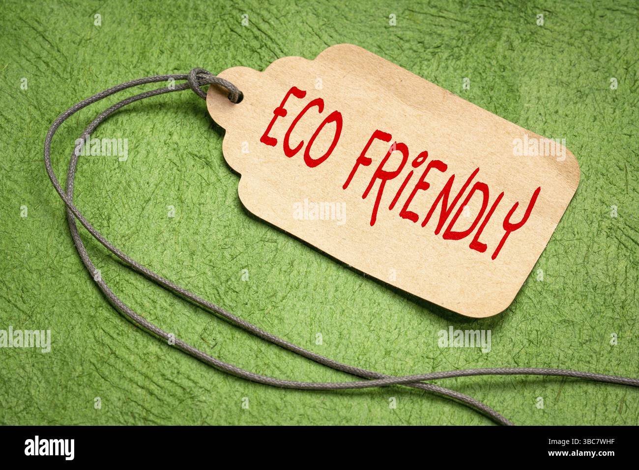 Eco friendly sign - handwriting on a price tag with a twine against ...