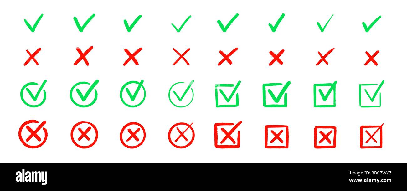Check tick mark icon set. Cross box x check mark checkbox v list vector ...