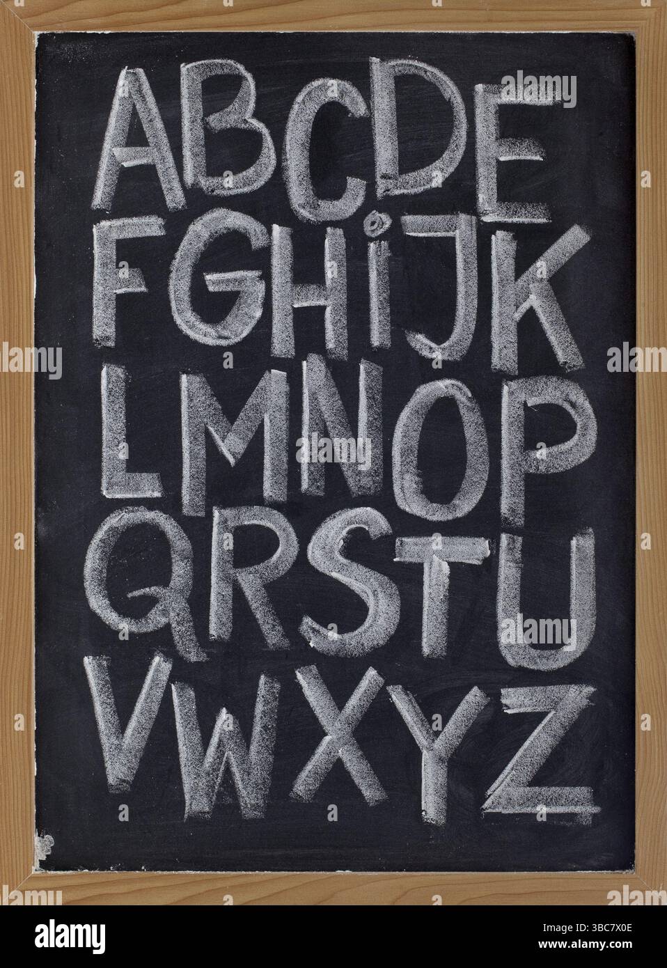 Twenty six letters of English alphabet (upper case) - white chalk ...