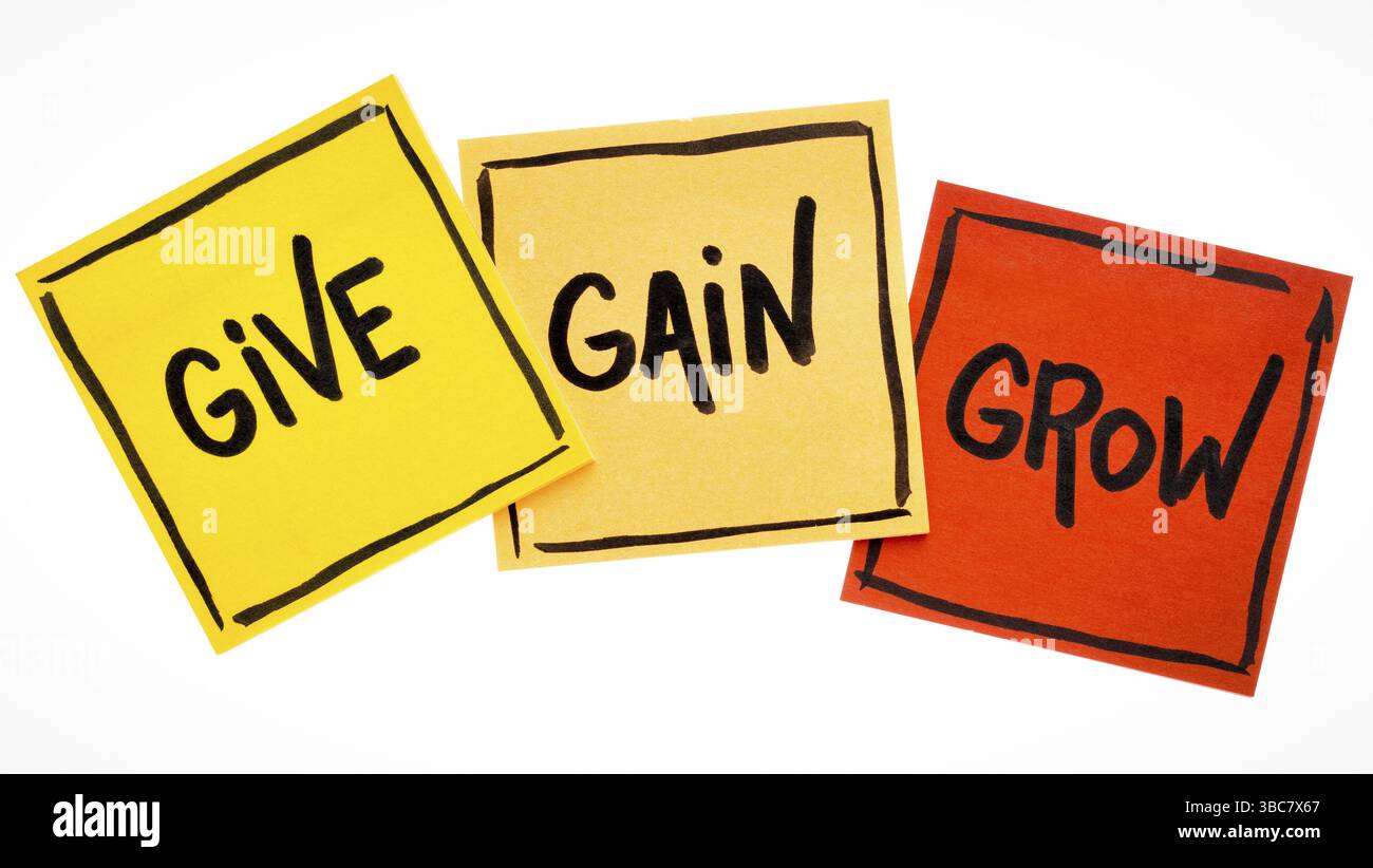 Give, gain and grow word abstract - personal development concept ...