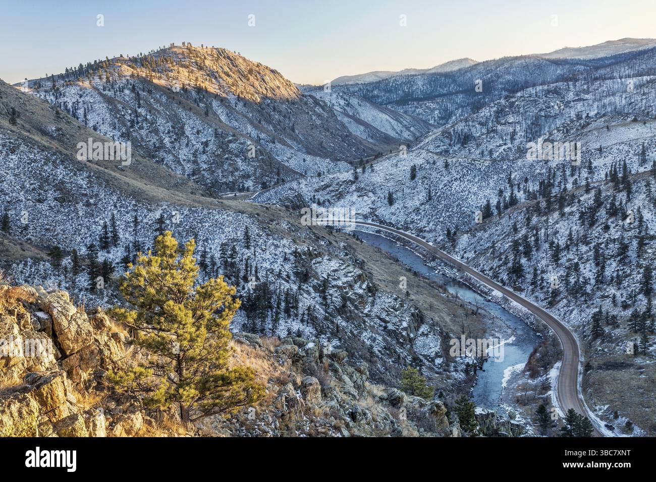 Cache la Poudre River Canyon and Colorado highway 14 - a winter view ...