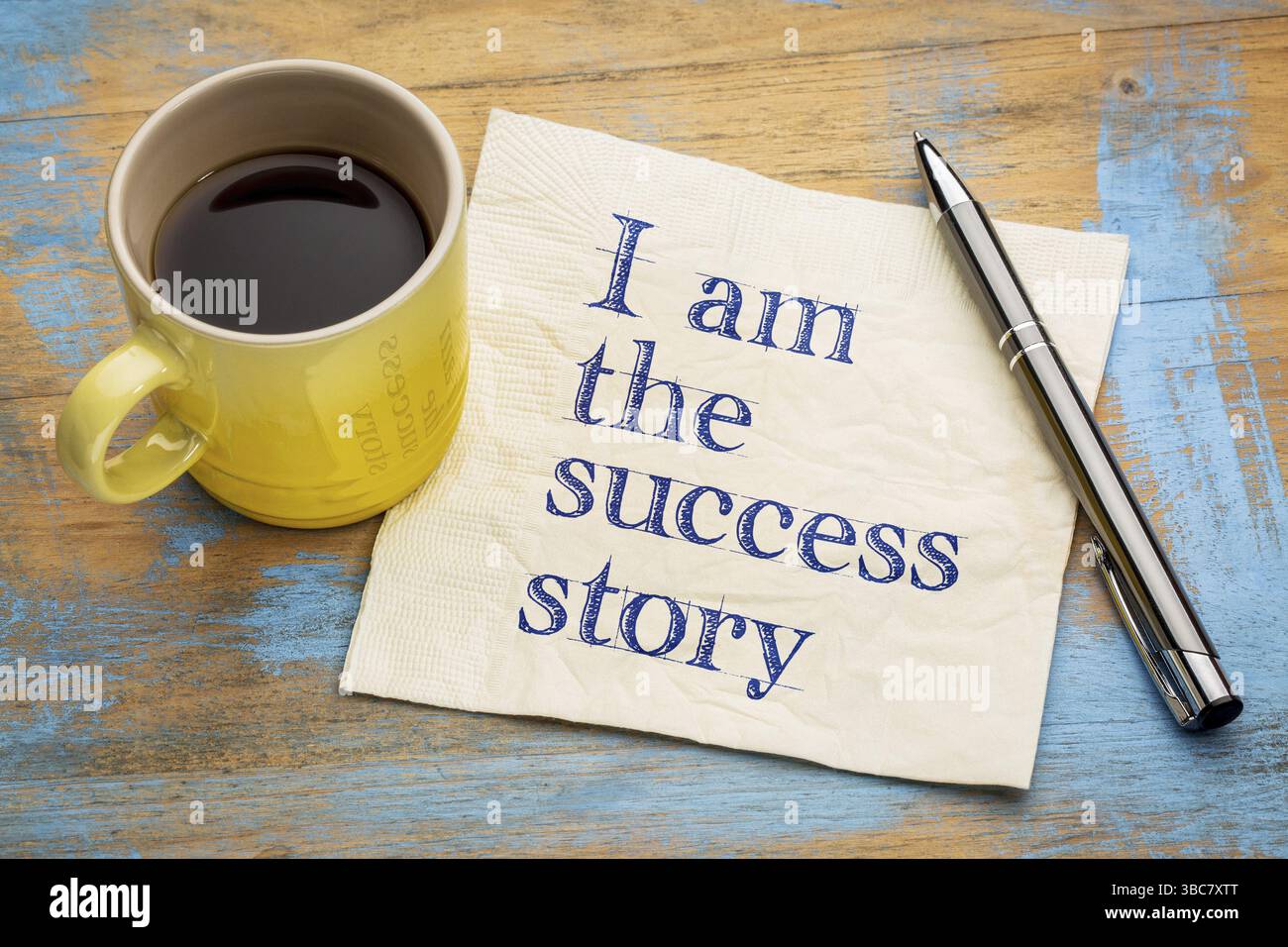I am the success story positive affirmation - handwriting on a napkin ...