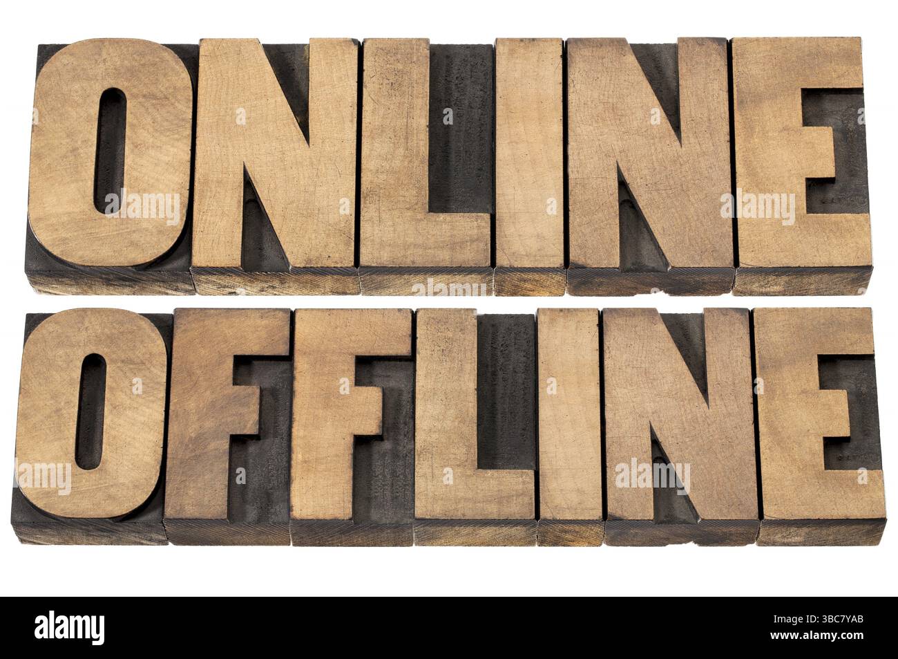 Online and offline words - internet concept - isolated text in ...
