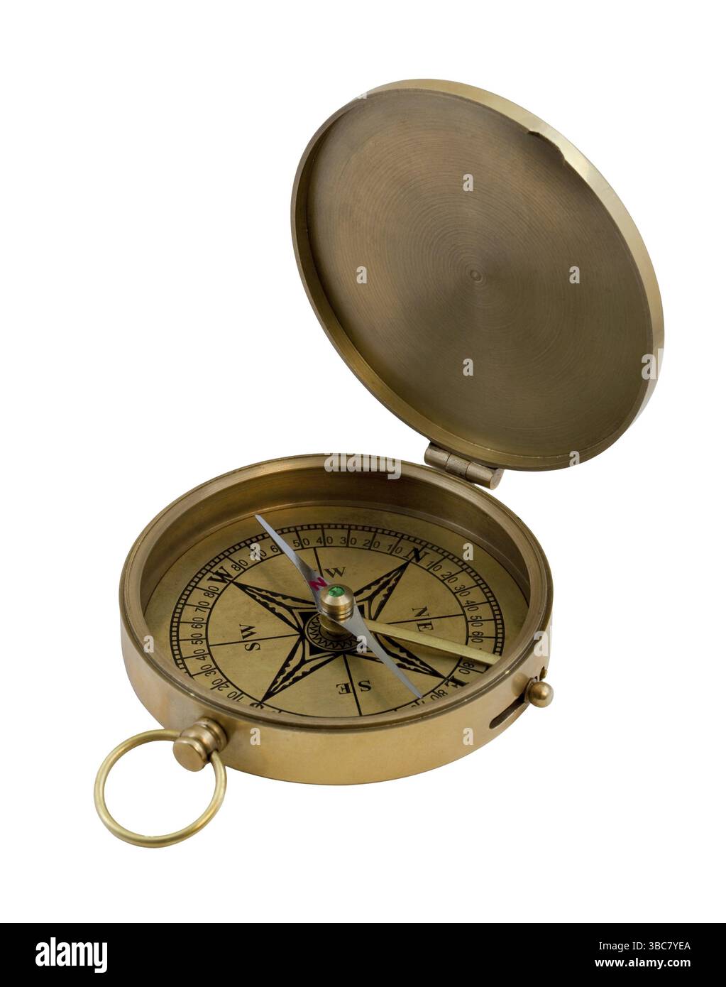 Vintage brass pocket compass isolated on white Stock Photo - Alamy