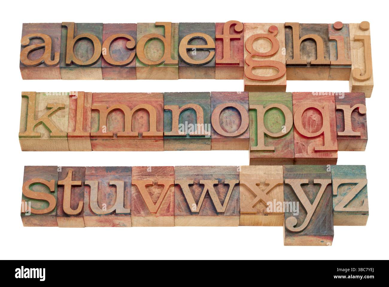 Complete English alphabet (lowercase) in vintage wooden letterpress ...