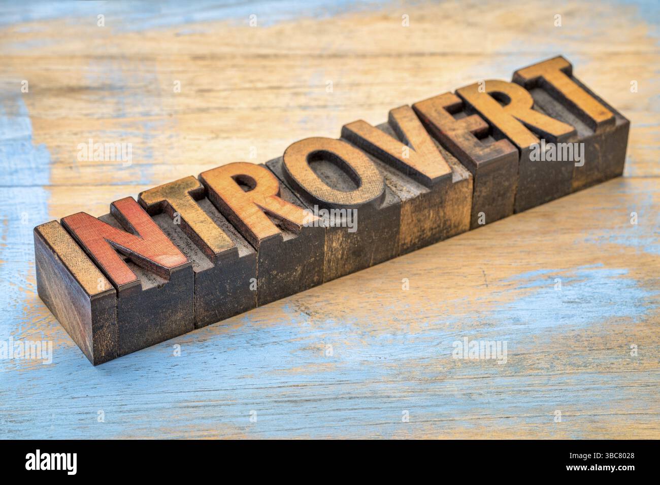 Introvert (personality type) - word abstract in vintage letterpress ...