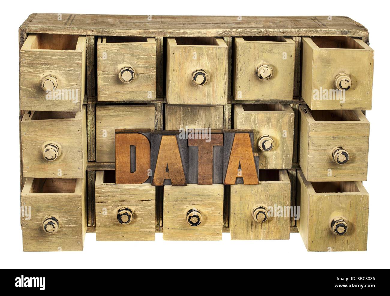 Data storage concept - data word in vintage letterpress wood type and ...