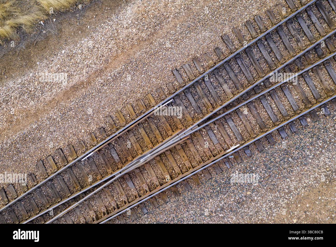 Railroad tracks, top view from above Stock Photo - Alamy