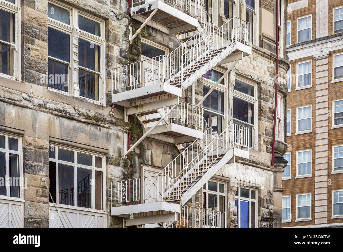 Metal fire stairs in a historical building under renovation Stock Photo ...