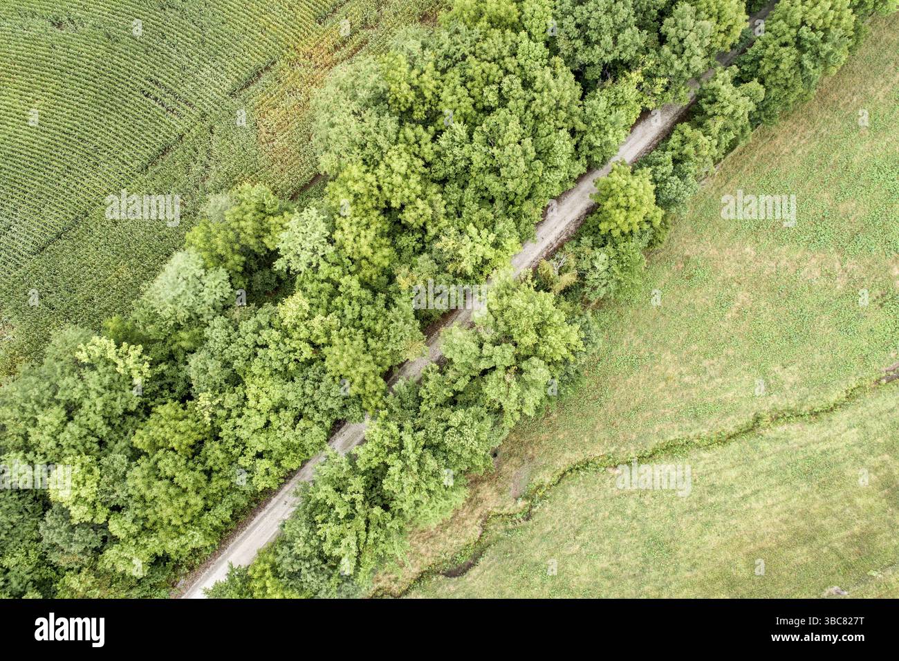 Aerial view of Katy Trail near Pilot Grove, Missouri - 237 mile bike ...