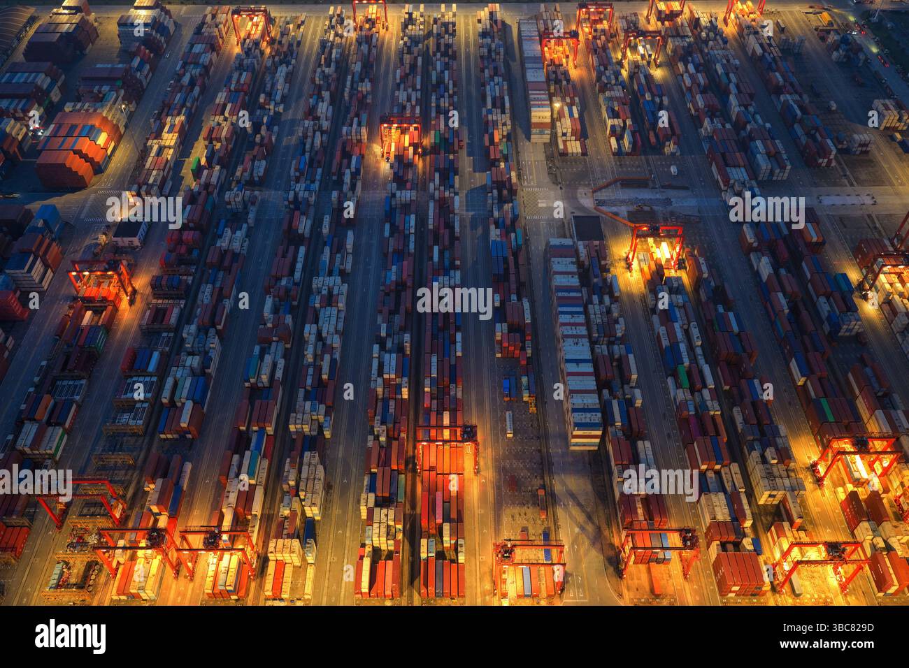 Aerial view of a container terminal in Taicang city in east China's ...