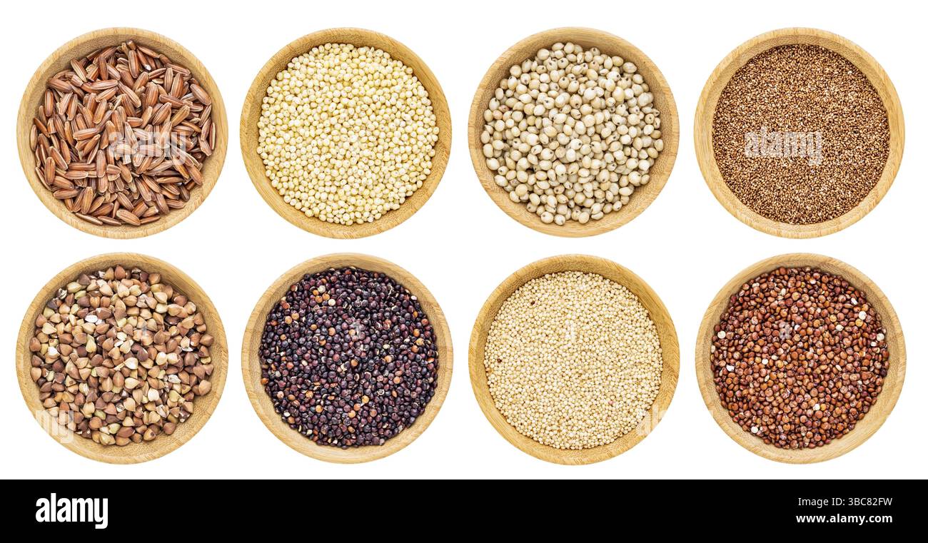 Gluten free grains collection - buckwheat, amaranth, brown rice, millet ...