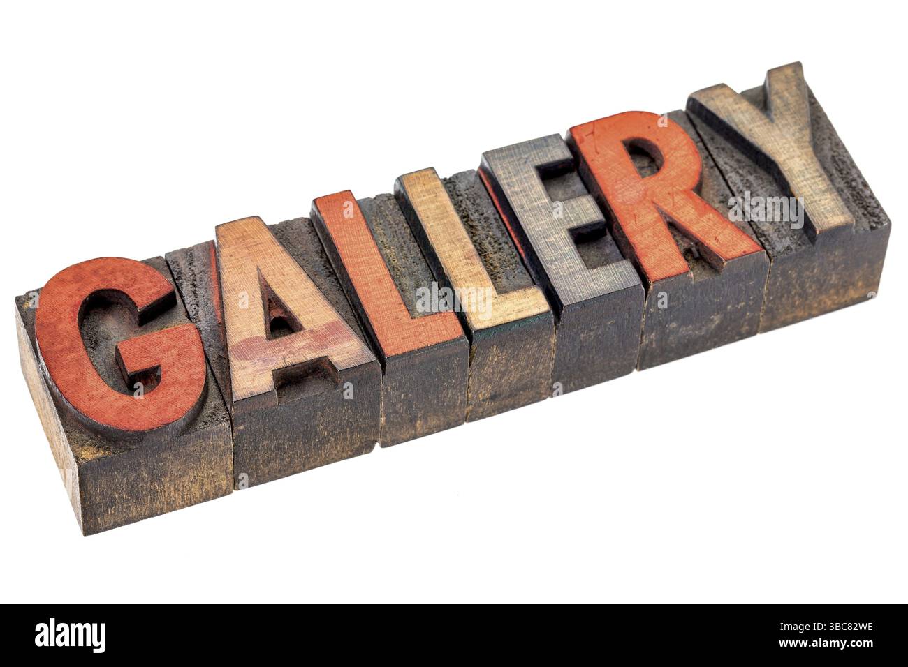 Gallery word abstract - an isolated banner in vintage letterpress wood ...