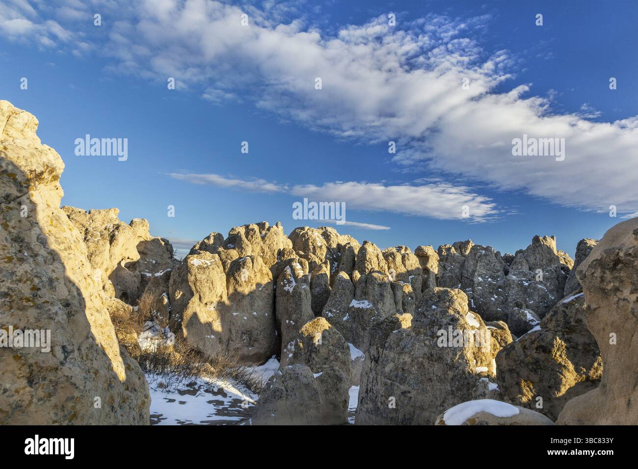 Natural Fort sculpted from sandstone (Oligocenne White River Formation ...