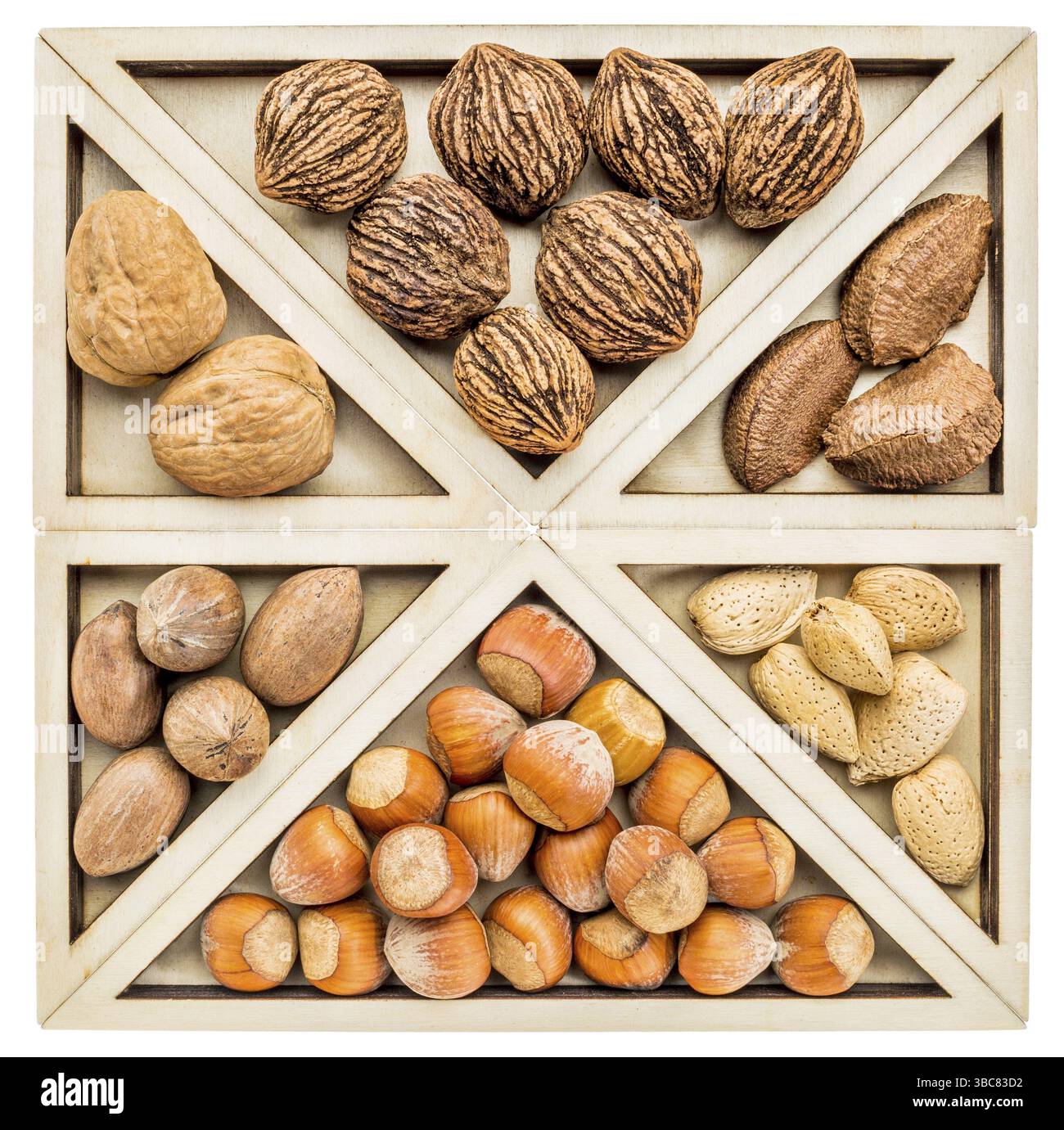 Variety of nuts (pecan, almond, black and English walnuts, hazelnuts ...