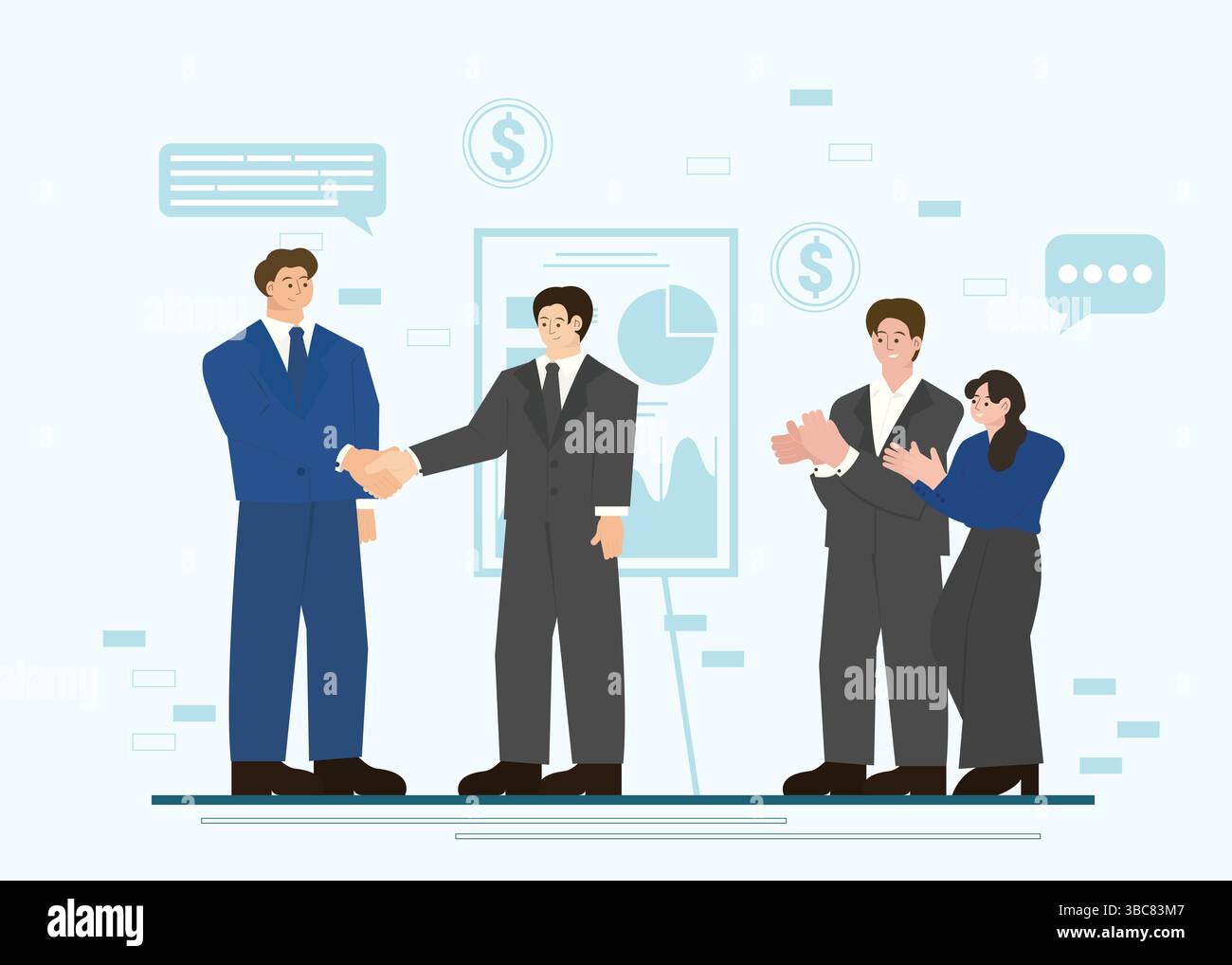 B2B business collaboration with professionals shaking hands. Vector ...