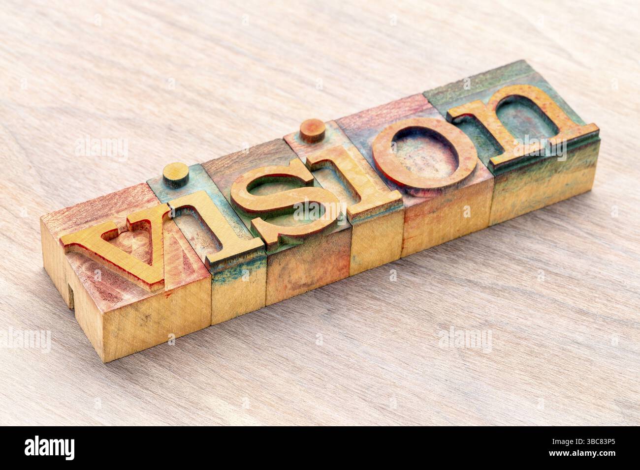 Vision word abstract in letterpress wood type printing blocks Stock ...