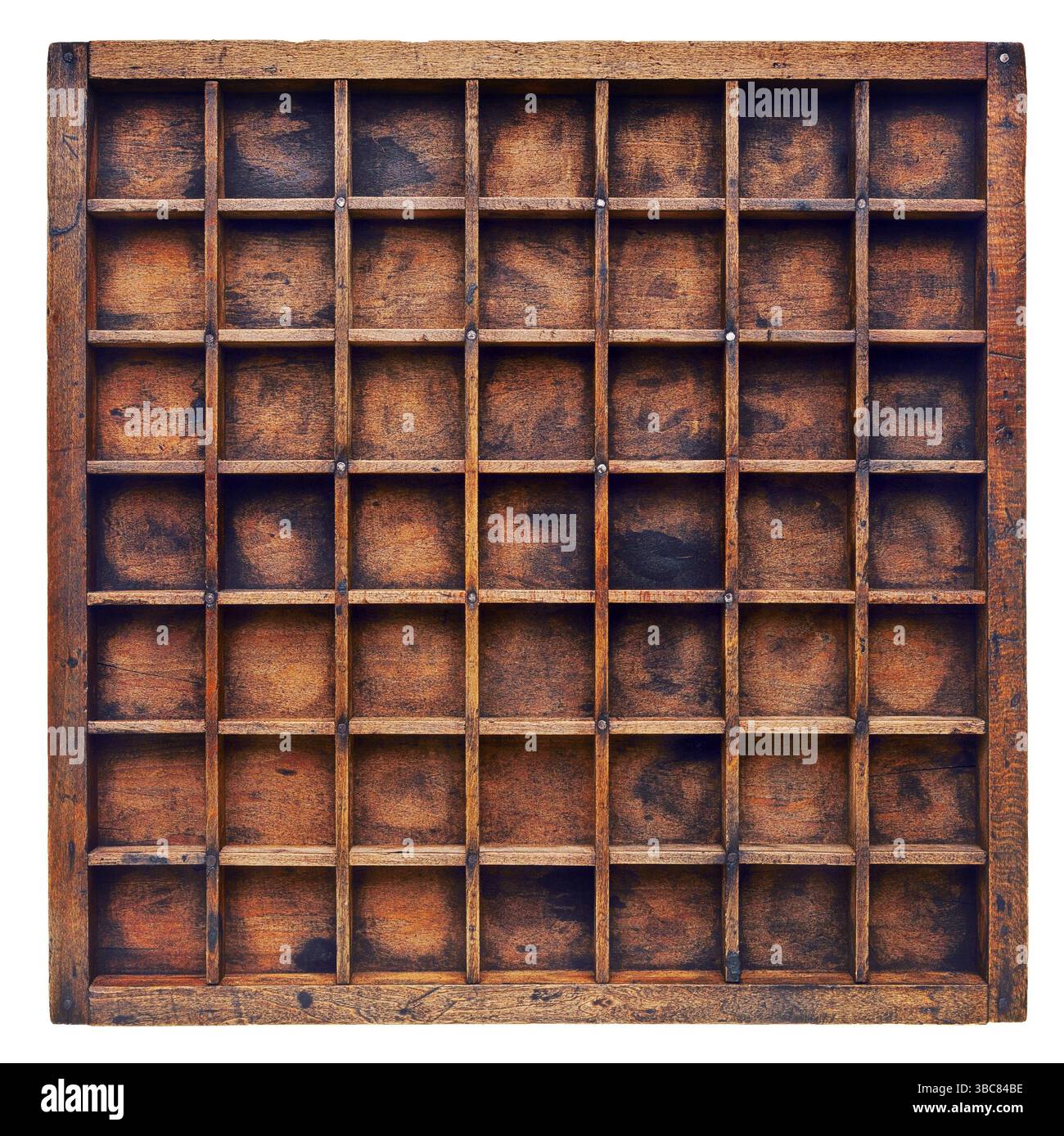 Vintage wood printer (typesetter) drawer or shadow box with numerous ...