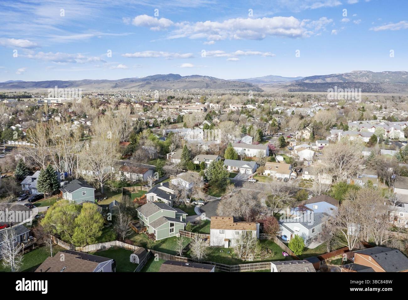 Aerial view of Fort Collins residential area, typical along Colorado ...